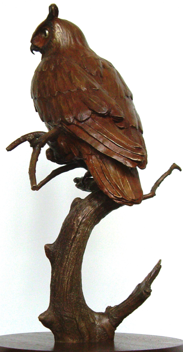 Great Horned Owl, Bronze Sculpture | Tom Hjorleifson